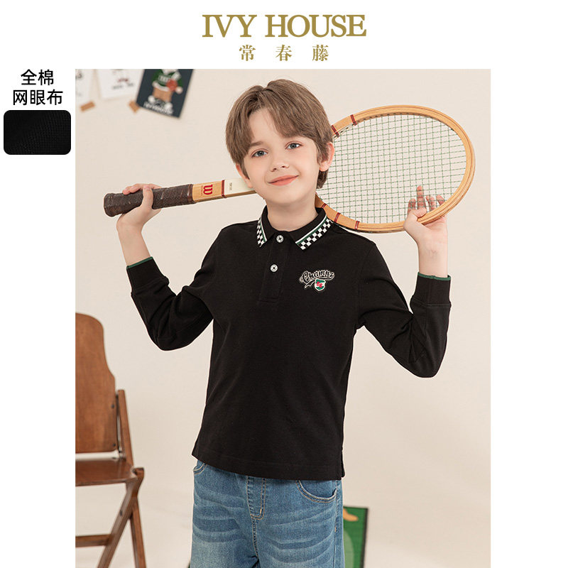 IVY HOUSE常春藤儿童装男童POLO衫秋季款 基础长袖T恤学院亲子装
