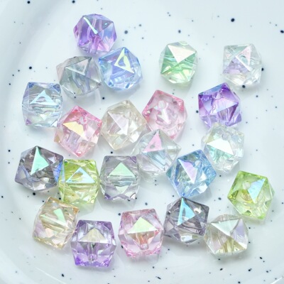 亚克力仿水晶切面透明方块好看珠