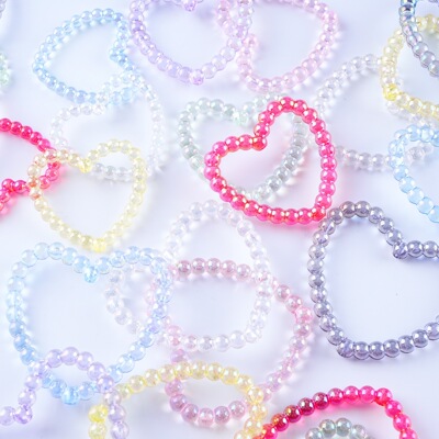 亚克力33-44mm七彩大爱心间隔珠