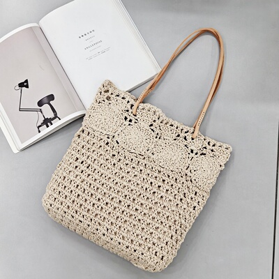 海边度假风手工编织蜜蜡绳托特包