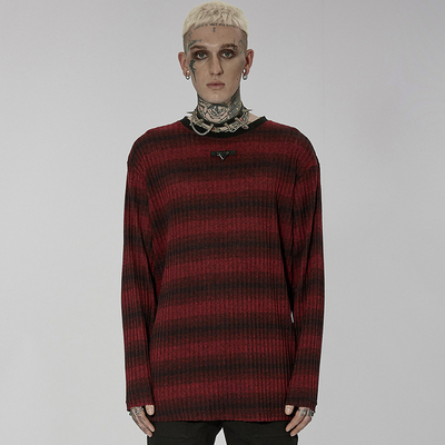 ╋魔叹╋PUNKRAVE朋克视觉KERA日常条纹套头宽松针织衫毛衣 WT735