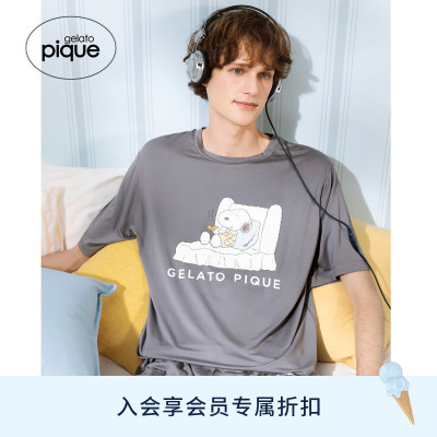 gelato pique26春夏新品男睡衣史努比凉感短袖T恤居家PMCT262957