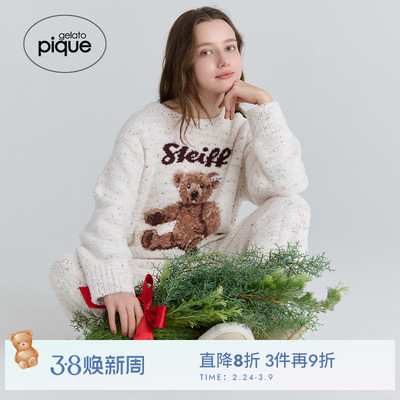 gelato pique25秋冬新品女睡衣半边绒Steiff熊套头衫PWNT255034