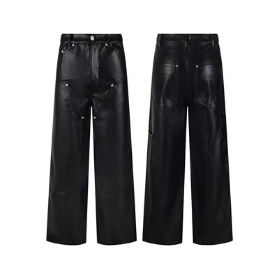 【现货皮裤】Far archive 25fw伐木裤休闲裤pu皮质直筒长裤潮