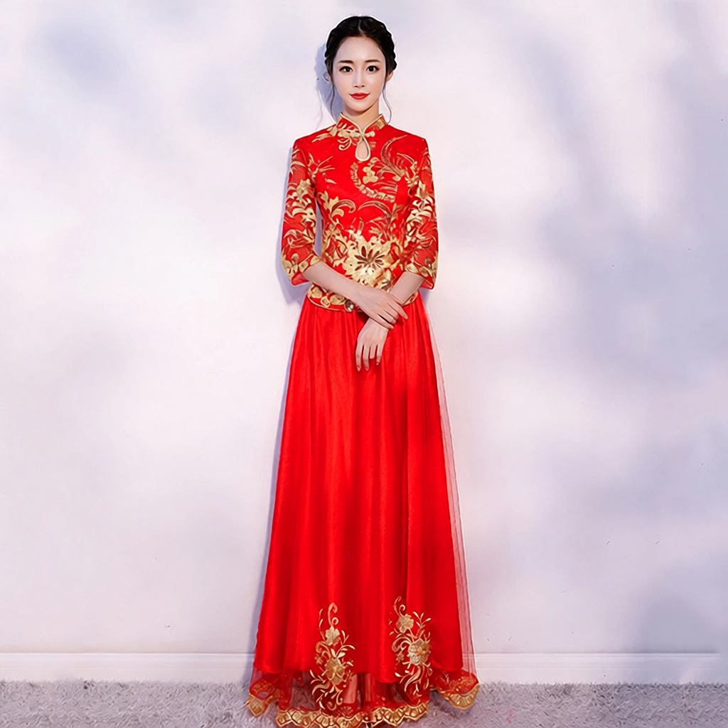 中式结婚秀禾礼服新款套装新娘敬酒服修身显瘦改良旗袍批