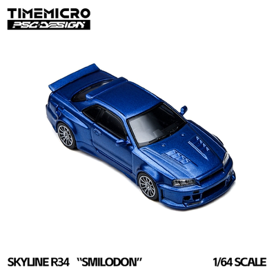 TM × PSC1:64 尼桑 R34 齿虎 蓝色 仿真合金汽车模型 摆件礼品