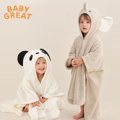 babygreat婴儿浴巾斗篷吸水速干