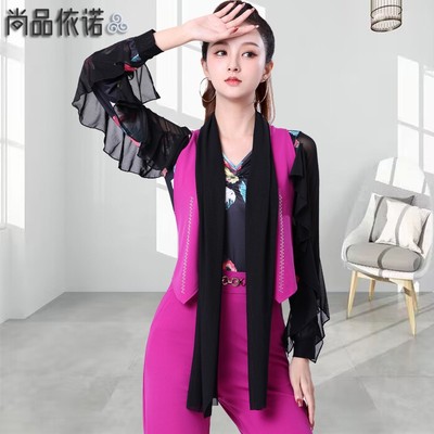 时尚跳舞马甲围巾领马夹外搭坎肩