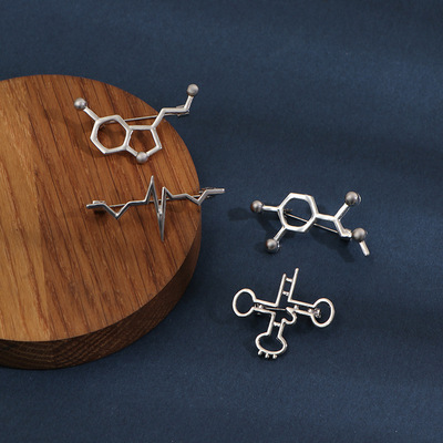 理科生化学分子胸针男女金属徽章防走光别针扣衣服装饰医学生礼物