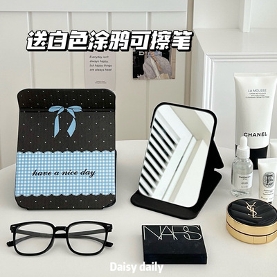 复古蓝色蝴蝶结折叠镜
