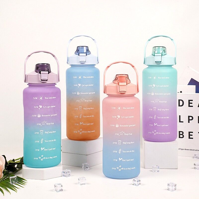 渐变塑料杯子2L运动简约高颜值户外水杯水壶高颜值大容量水杯