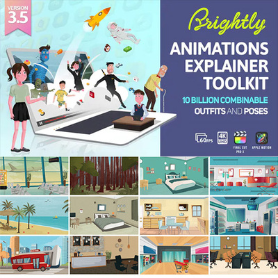 2D卡通人物角色解说动画工具套件 Final Cut Pro X