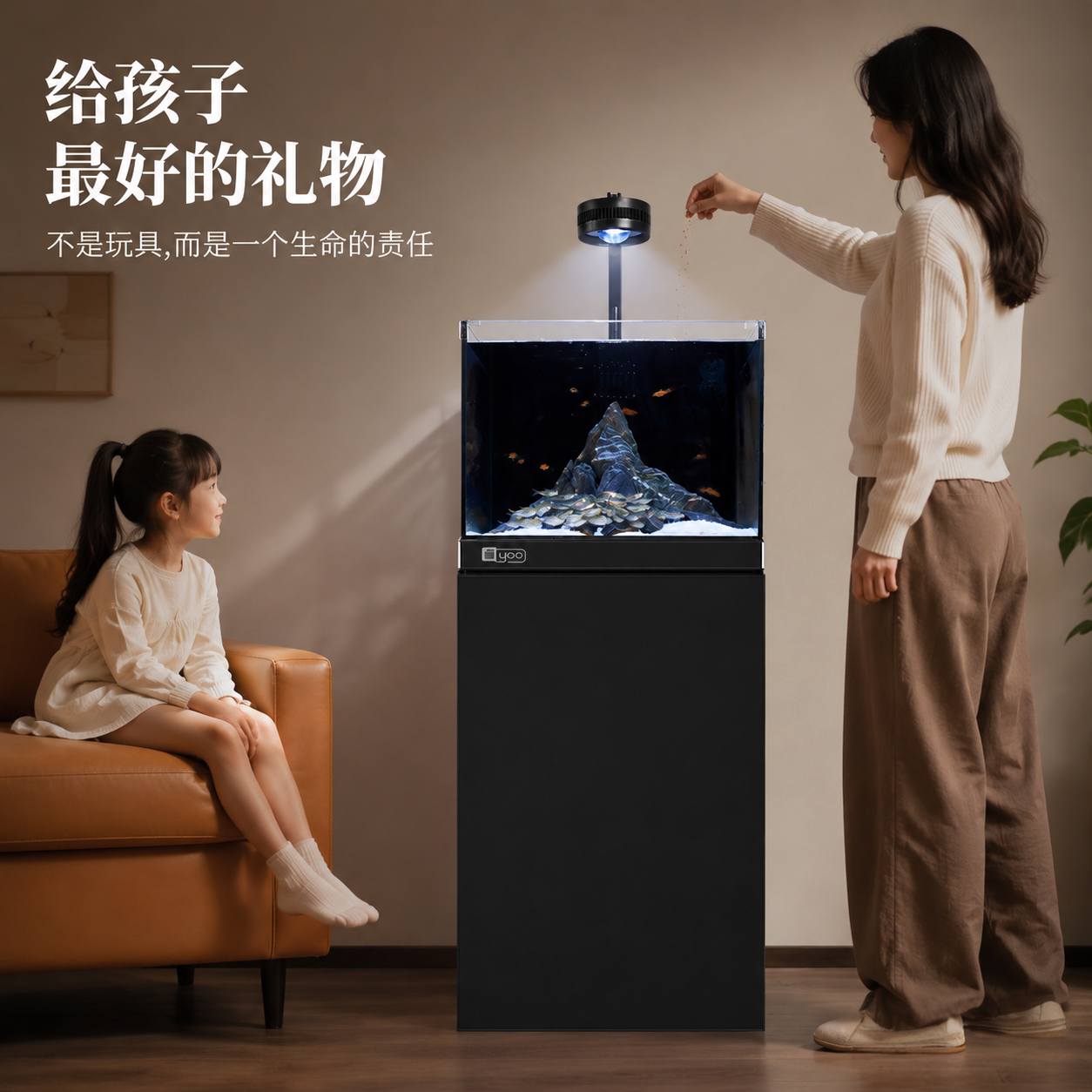 客厅家用超白玻璃溪流缸鱼缸窄溢流底滤方缸yee新款办公室水族箱