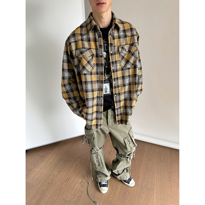 棉质须边拼色休闲长袖TRENDYWU