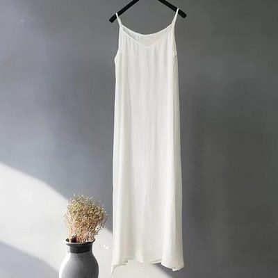 100%精梳纯棉 吊带背心裙女大码夏季轻薄宽松中长款内搭打底衬裙