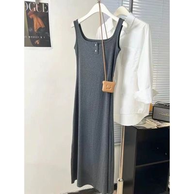 夏季新款长款过膝吊带背心裙女大码外穿百搭内搭打底气质连衣裙