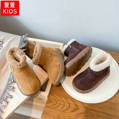 儿童冬加绒加厚复古防寒大棉靴