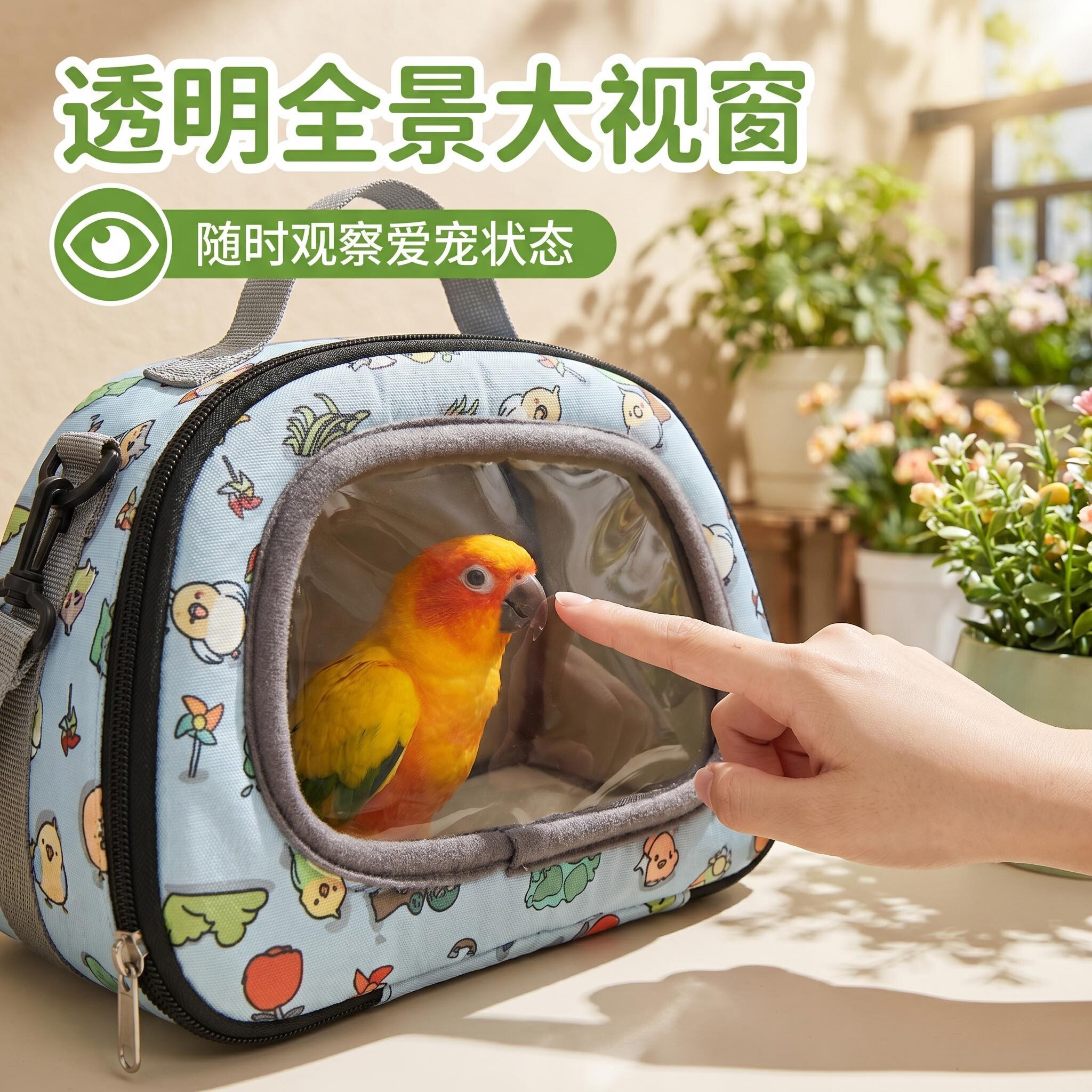 小太阳便携透明宠物包外出小型鸟禽包透气大视窗鸟包外出便携