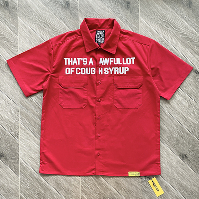 That's A Awful Lot of Cough Syrup字母印花休闲衬衫