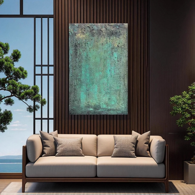 MHD高级艺术感《蓝色繁华》简约抽象客厅蓝色肌理感装饰画玄关画