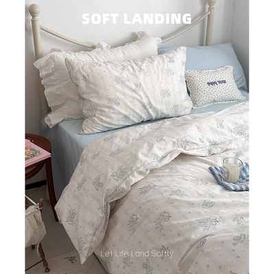 SOFT LANDING | 韩系ins丘比特天使印花纯棉四件套学生宿舍床笠款