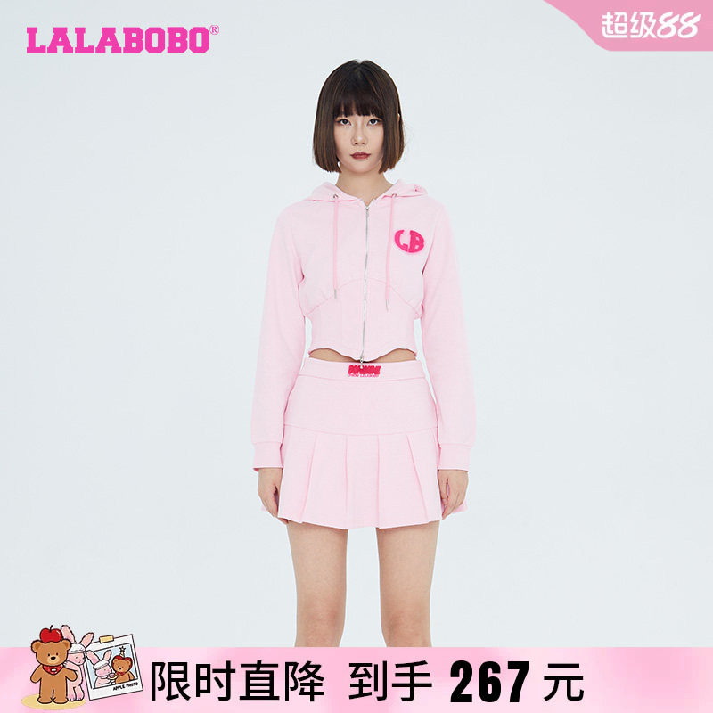 LALABOBO早秋潮流百搭可爱风针织开襟连帽卫衣外套女|LBCC-WSTS50