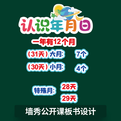 三年级认识年月日公开课教具磁贴
