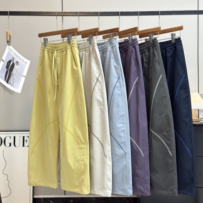 大厂订单！春季新品时髦撞色苏哈线运动弯刀卫裤宽松显瘦休闲裤