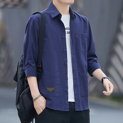 法娅茜方领长袖商务休闲纯棉衬衫