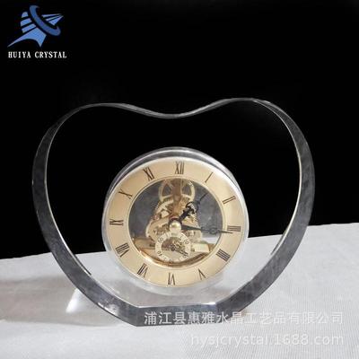 厂家定制水晶钟表时钟摆件水晶表办公桌面摆台水晶家居装饰品
