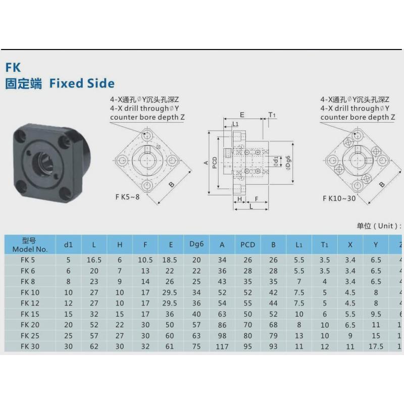 精密滚珠丝杆支撑座fk/ff68101215202530固定座丝杠轴承座