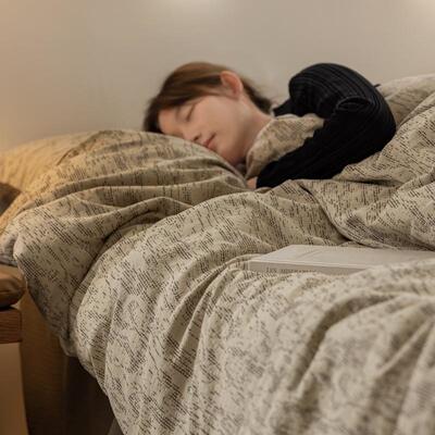 雅居丨四季通用针刺子提花网目四件套全棉纯棉条纹舒适家居床品