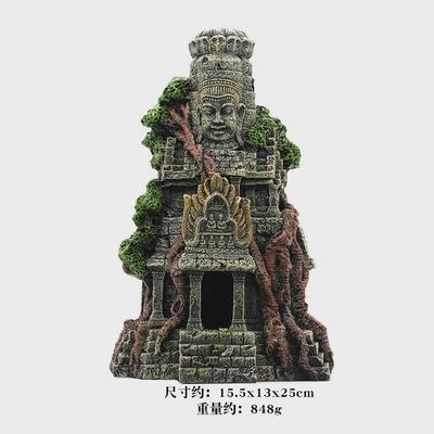 爬虫箱水族箱装饰摆件观赏树脂鱼缸造景工艺品仿真菩萨佛头像神庙