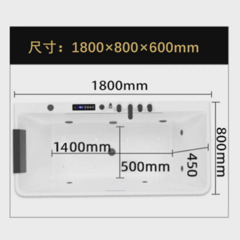 亚克力浴缸日式智能冲浪按摩恒温加热方形家用酒店浴缸1.2-1.8m