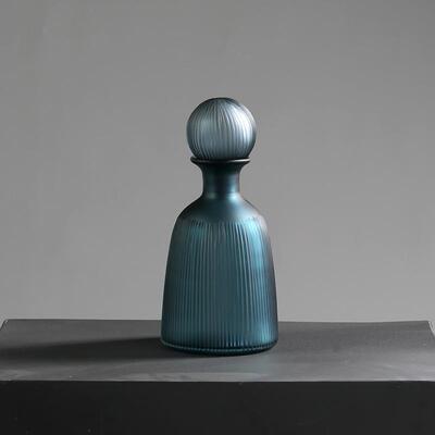 Bestwest磨砂小口带盖多功能玻璃小花瓶家居收纳罐装饰品摆件