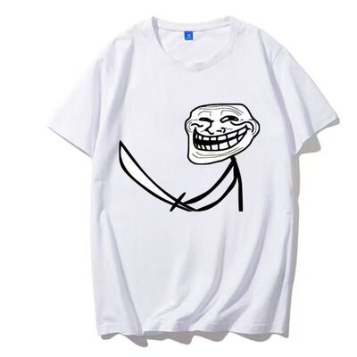 新款trollface2026恶搞T恤短袖搞笑宽松巨魔印花男女新款搞怪痛衣