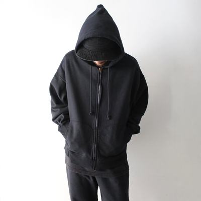 BOWWOW复古做旧染色宽松拉链帽衫