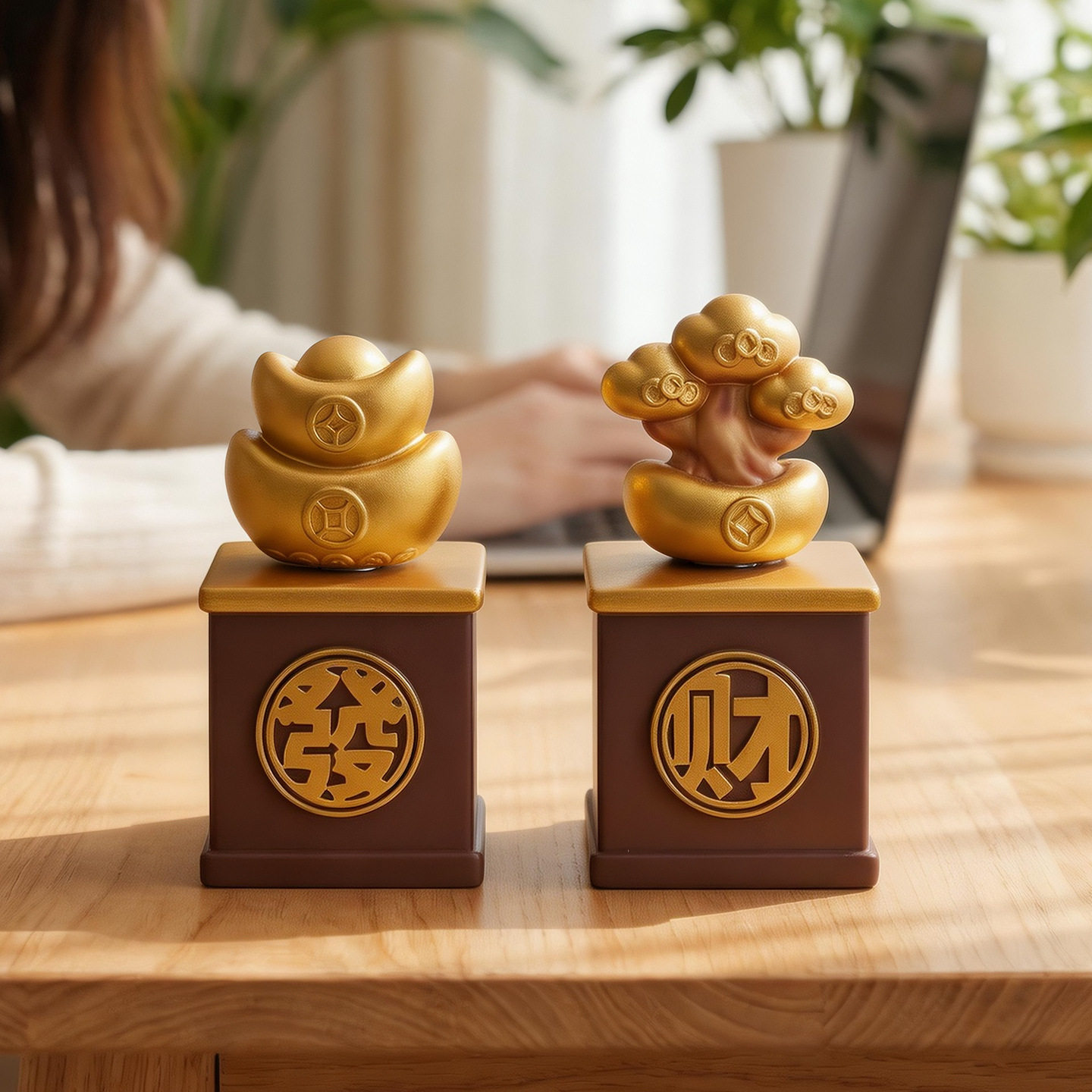 创意发财树招财小摆件工位桌面情绪稳定装饰品解压治愈系生日礼物