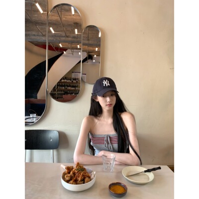 POET WONG【自在韩女】清纯氧气感百分百纯棉设计感miu系条纹抹胸