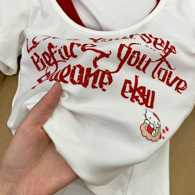 美式辣妹字母印花假两件t恤女