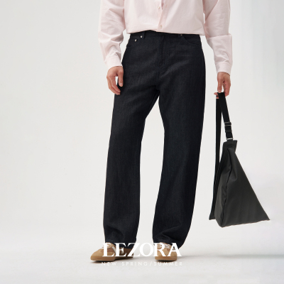 LEZORA原色亚麻春夏直筒牛仔裤