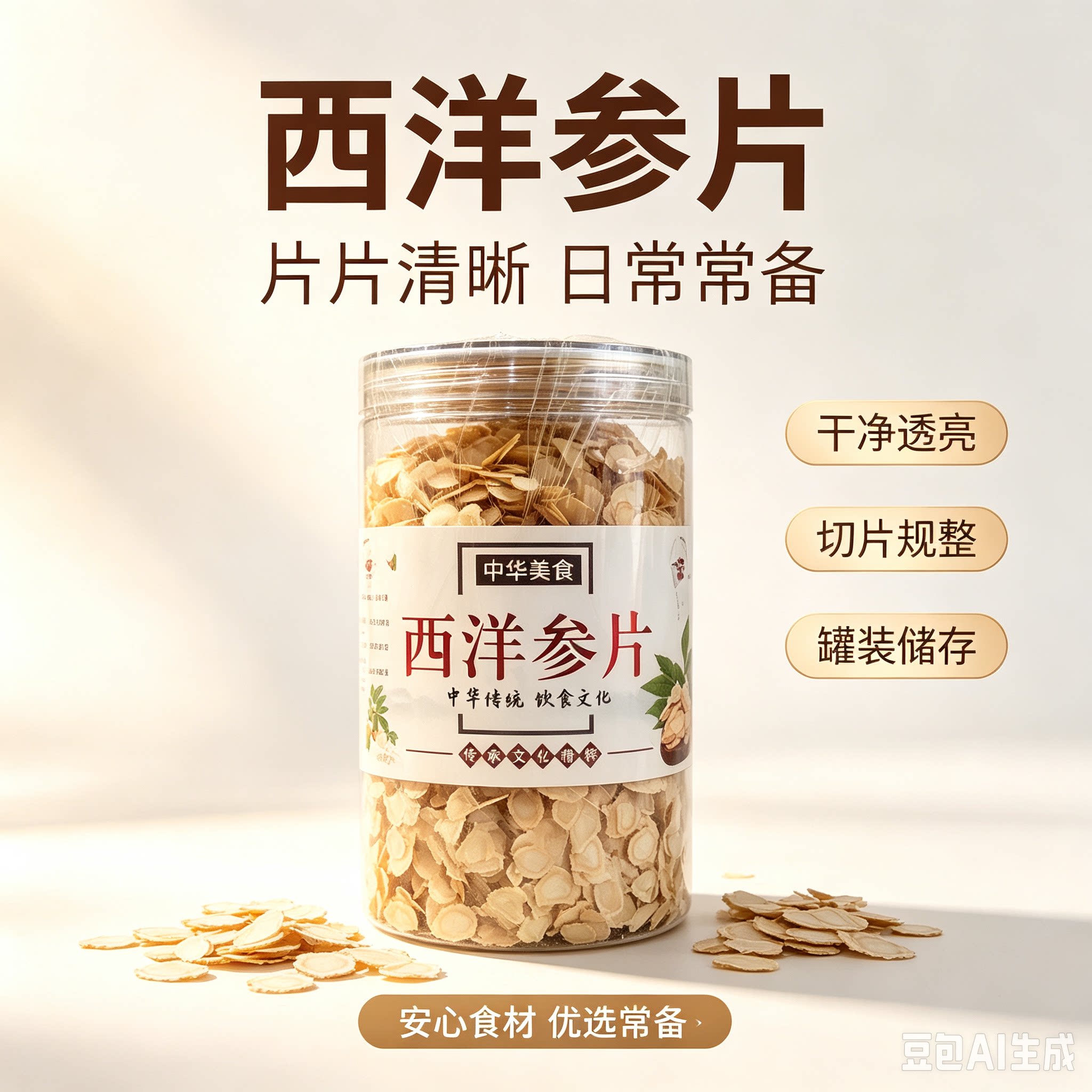 正品泡茶西洋参切片含片1.0
