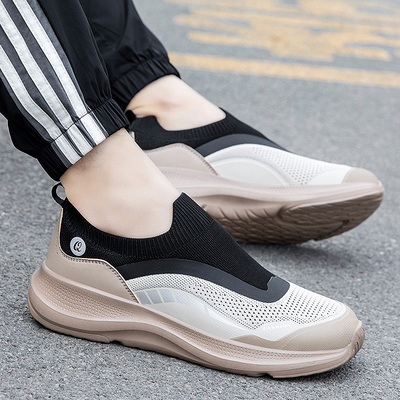 透气网面鞋男一脚蹬简约舒适轻便运动鞋软底旅游鞋懒人套脚网布鞋