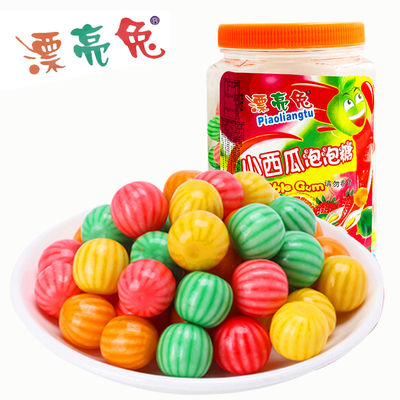 漂亮兔西瓜泡泡糖桶装口香糖小时候的怀旧儿时小零食童年糖果