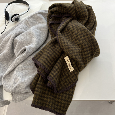 秋冬韩版复古百搭女千鸟格围巾