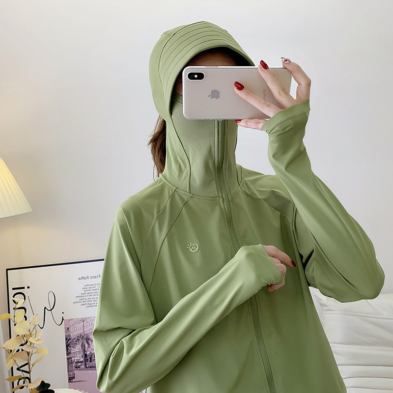 探拓户外UPF200+抗光老短宽松防晒衣女夏斗篷连帽冰丝外套皮肤衣