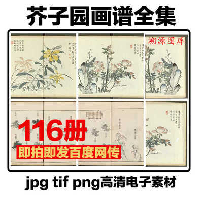 馆藏芥子园画谱15册国画花鸟山水人物临摹素材学习电子版高清图片