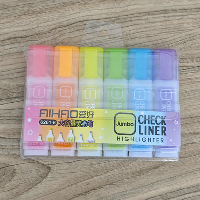 爱好6261-6色荧光标记笔套装 学生糖果色磨砂彩色粗划重点标记笔