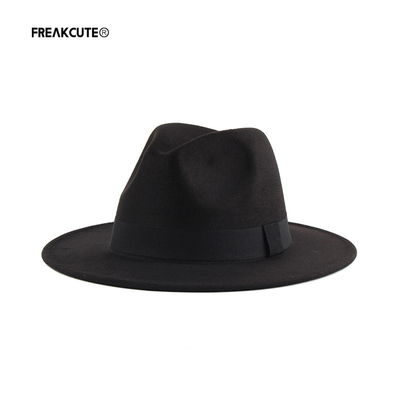FRCU礼帽英式复古爵士帽子男士百搭英伦平檐纯色休闲时尚高顶