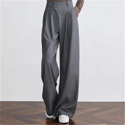 新款潮牌百搭男士休闲直筒裤青年原创宽松春秋免烫纯色直筒型长裤